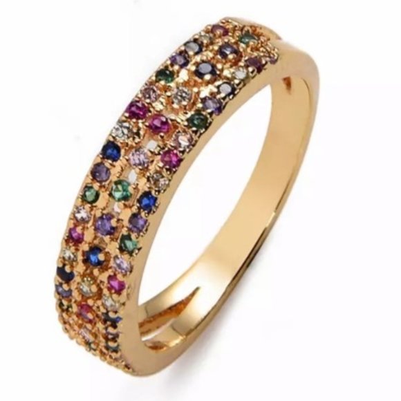 Jewelry | Rainbow Pave Stacking Ring | Poshmark